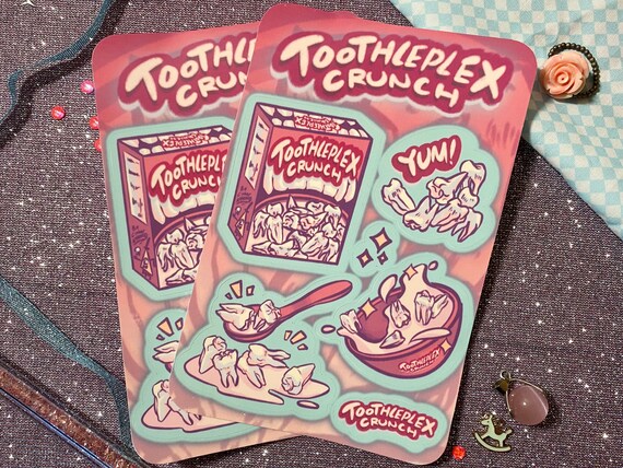 Teeth Cereal TOOTHLEPLEX CRUNCH Sticker Sheet Vinyl - Etsy UK
