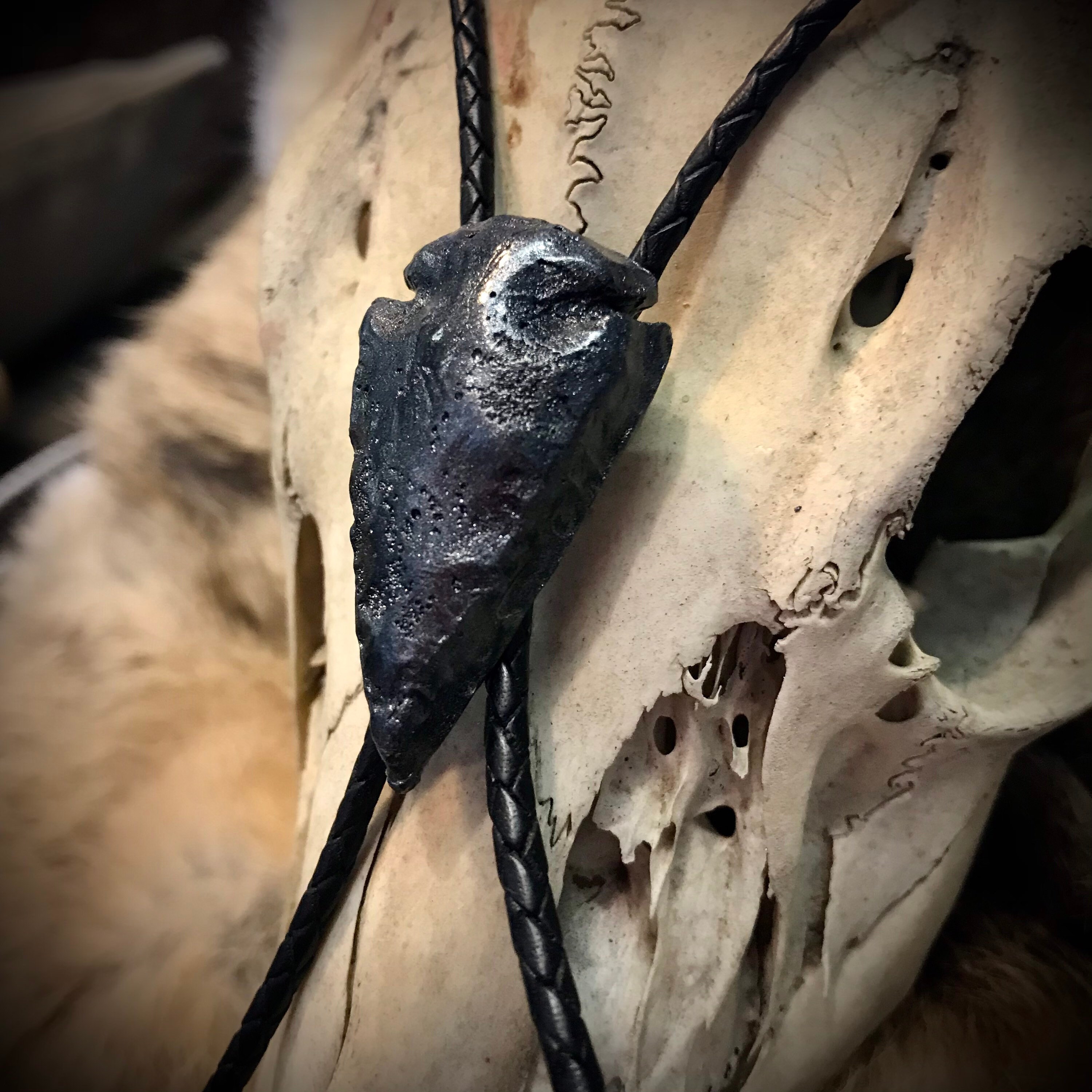 Warriors Protection Bolo Tie: Polymer Clay Arrowhead, Silver/gray With ...