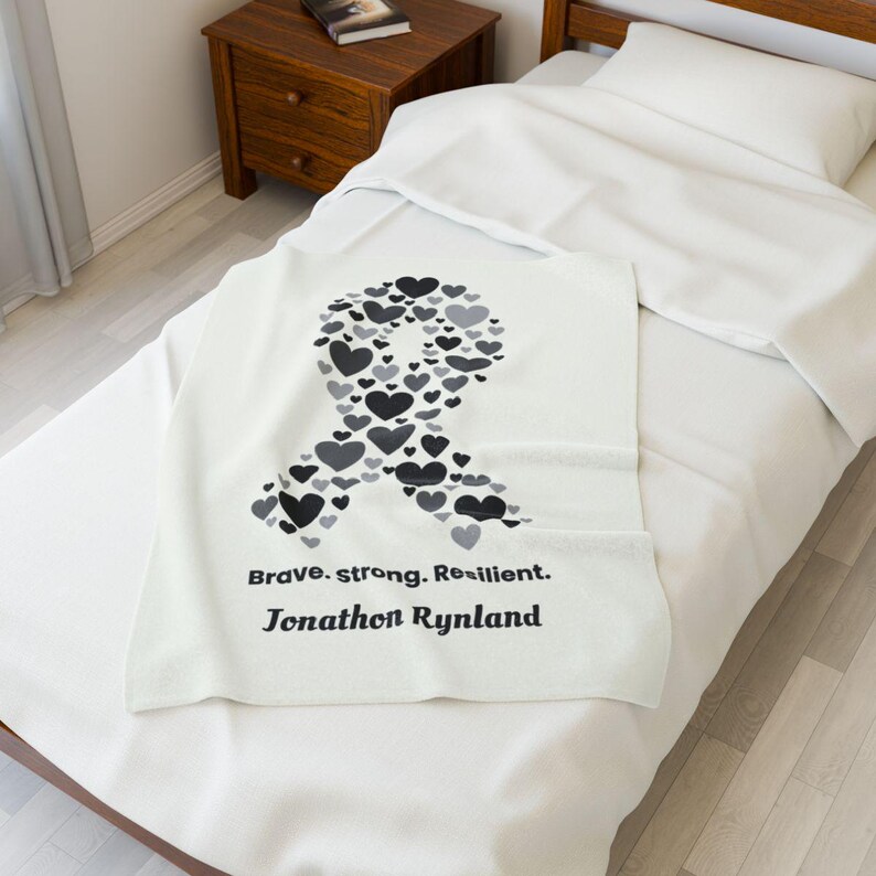 Melanoma Skin Cancer Blanket, Brave Strong Resilient Black Ribbon ...