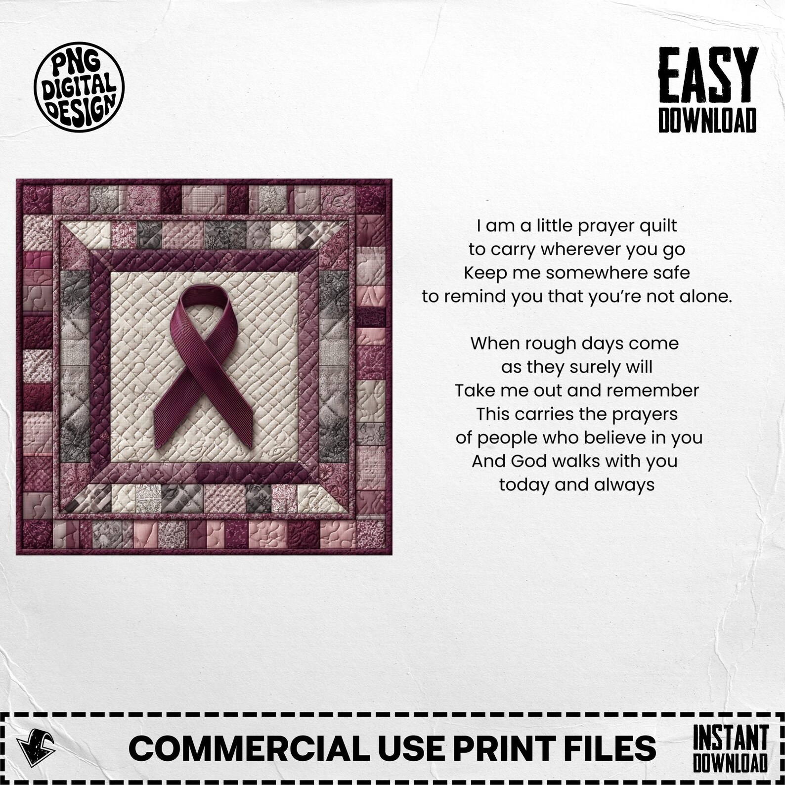 Prayer Quilt Poem, Myeloma Blood Cancer Awareness Ribbon, Encouragement ...