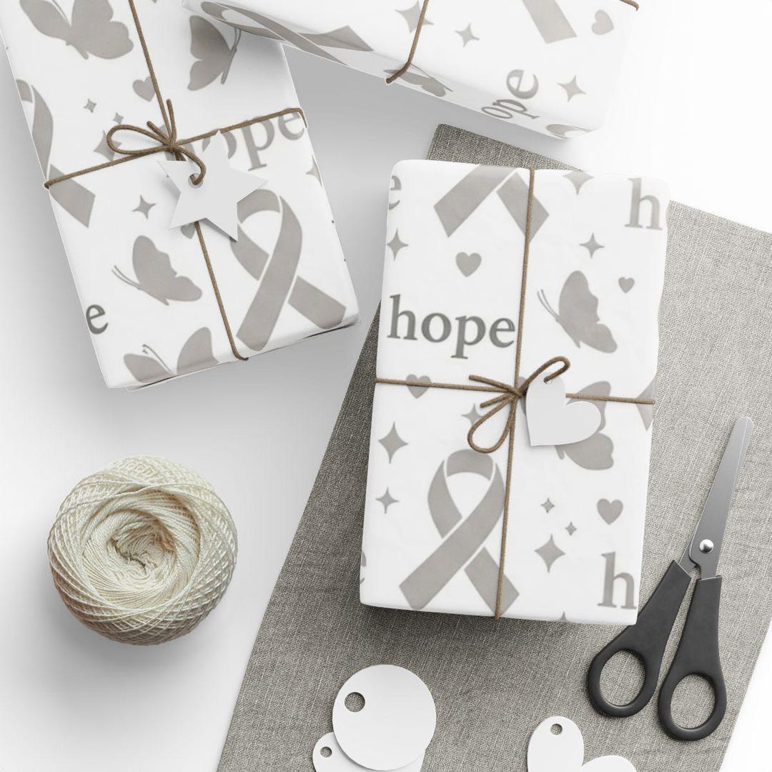 Hope Ribbon Gift Wrap, Cancer Awareness, Butterfly Wrapping Paper ...