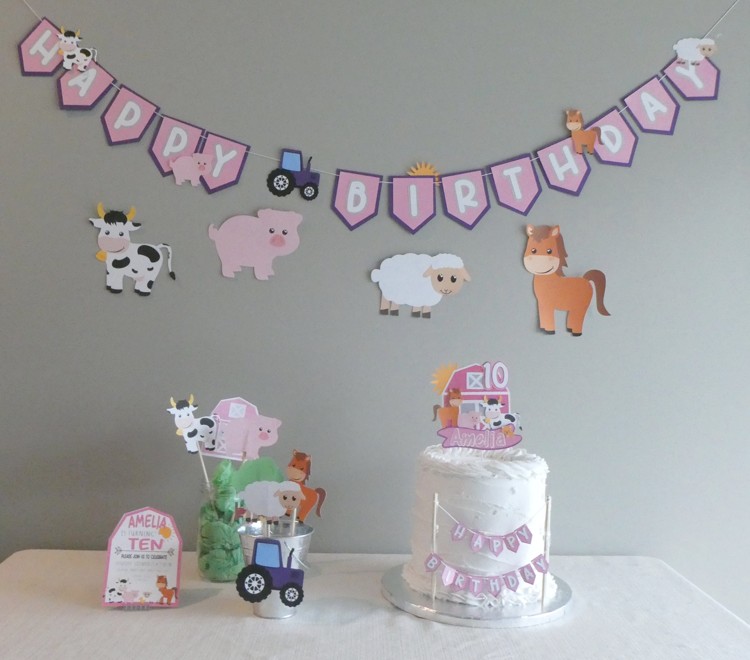 Farm Themed Happy Birthday Banner - Etsy