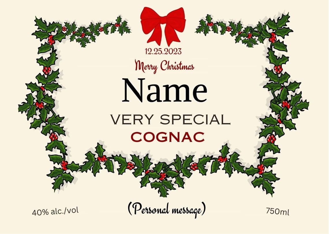 Editable Hennessy Custom Christmas Label - Etsy
