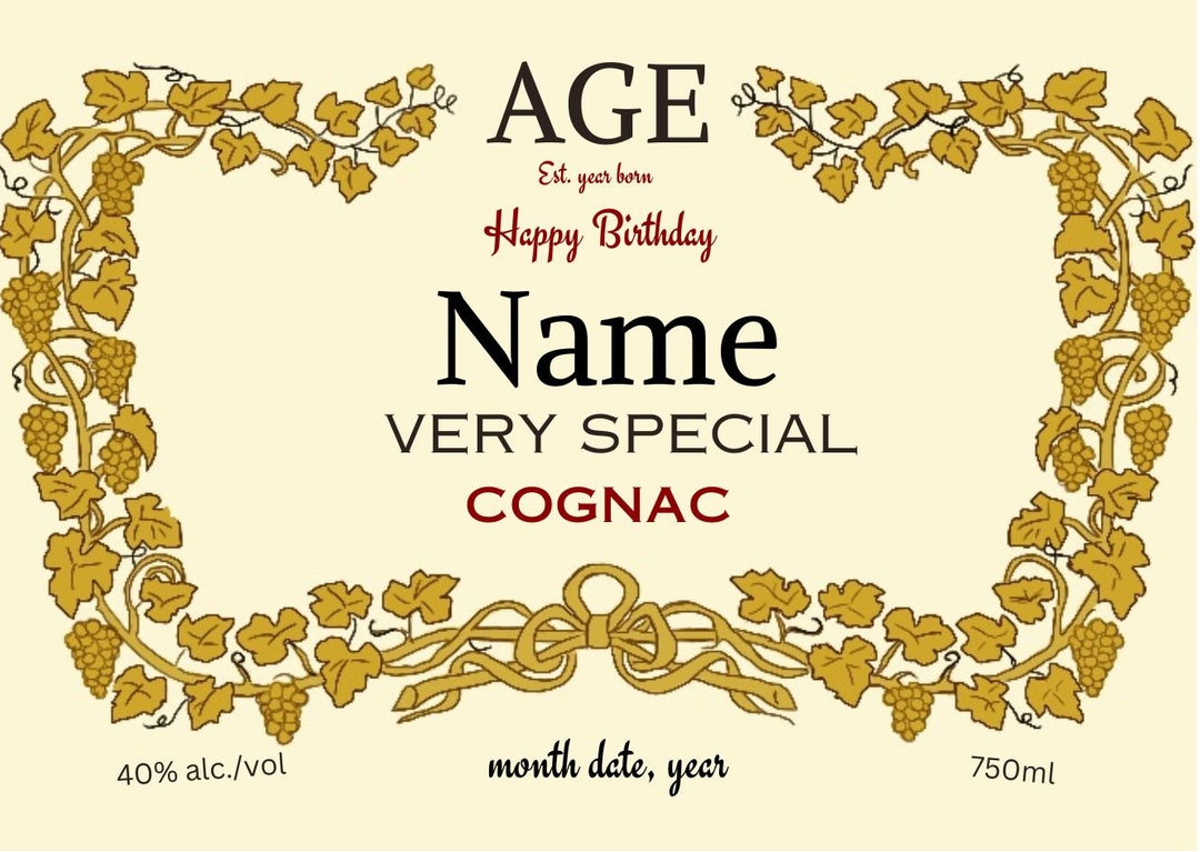 Editable Hennessy Custom Birthday Label 750 Ml Bottle - Etsy Canada