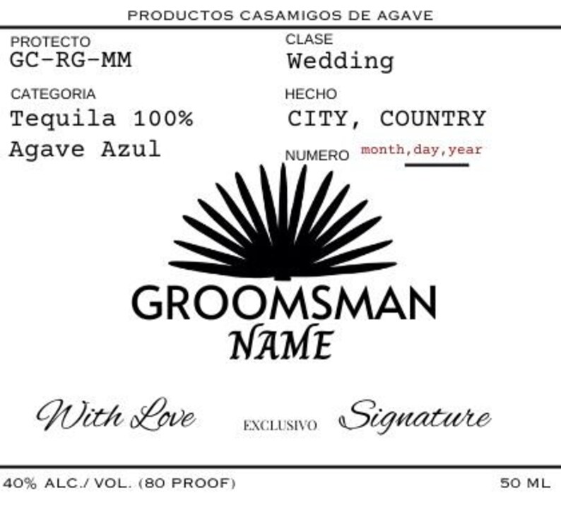 Editable Casamigo's Groomsman Label 50 ML Bottle - Etsy