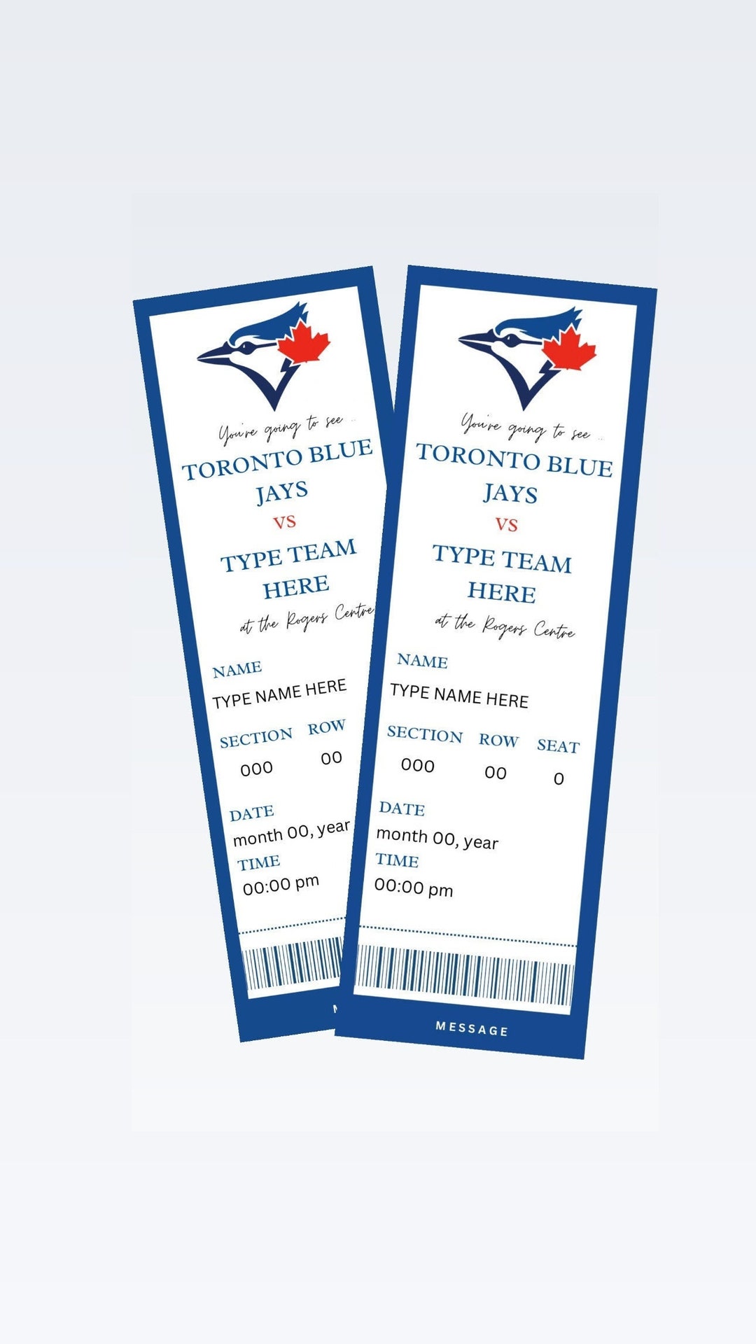 Editable Toronto Blue Jays Game Tickets - Etsy