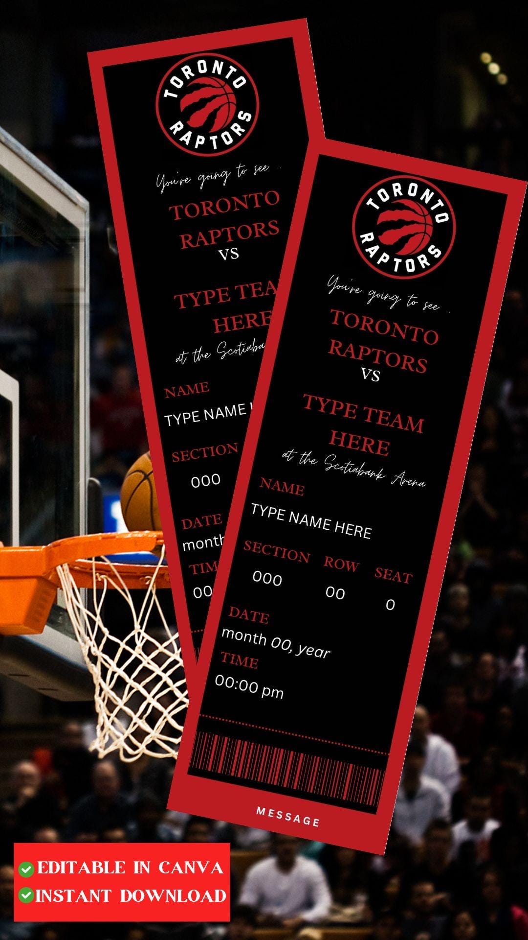 Editable Toronto Raptors Custom Game Tickets - Etsy