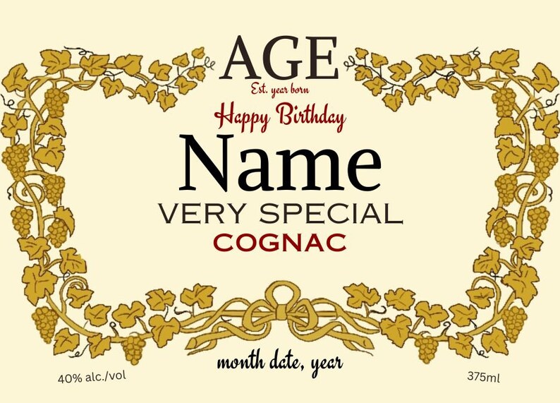 Editable Hennessy Custom Birthday Label 375ml Bottle - Etsy UK