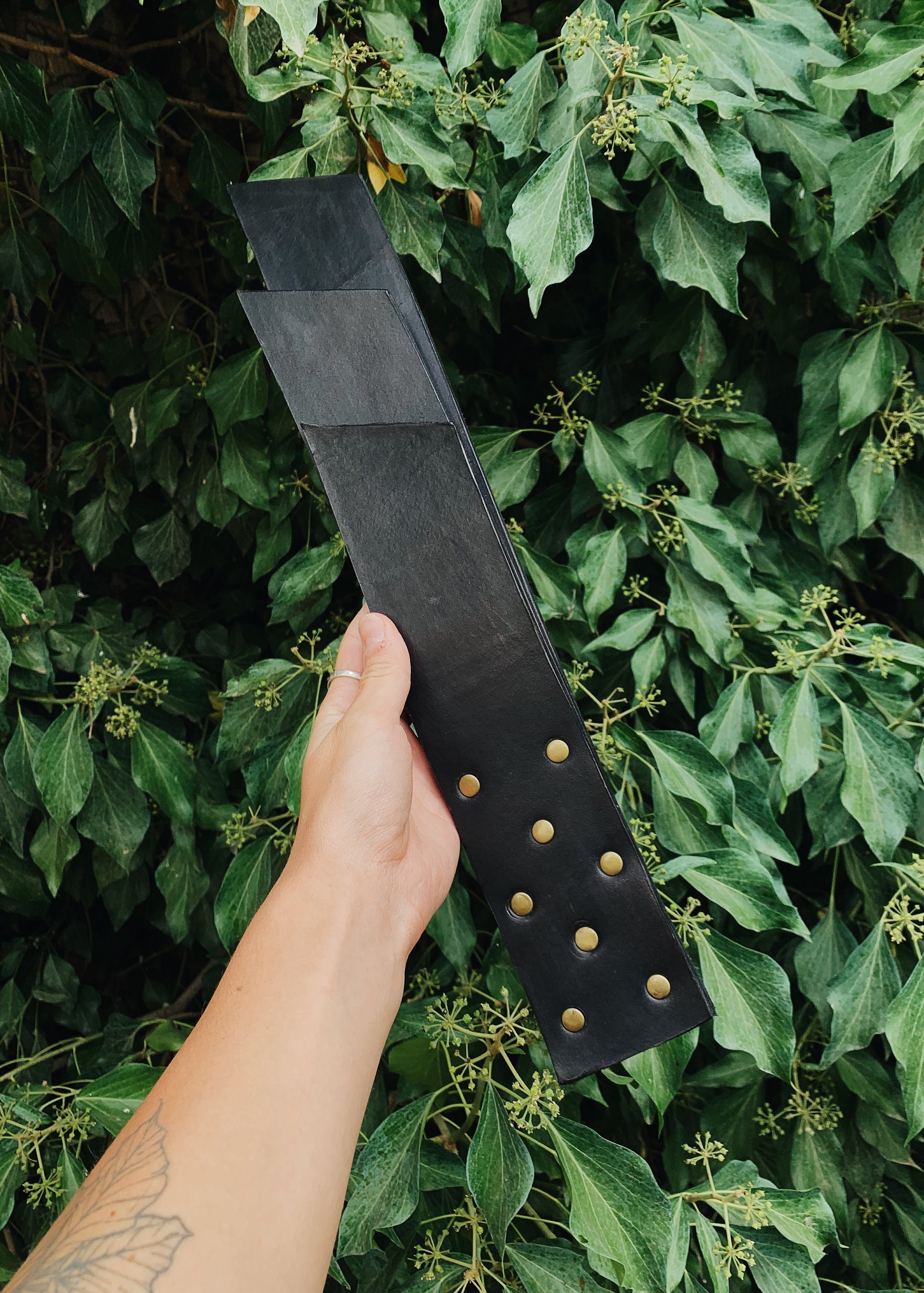 Recycled Leather Asymmetrical Bronze Slapper — Cactus Cult Leather