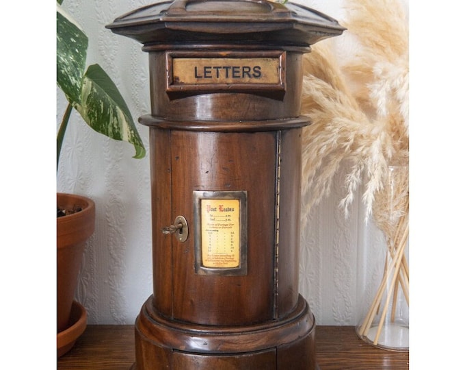 Mahogany Wood Post Box, Georgian Style Square Panelling, English Wooden ...