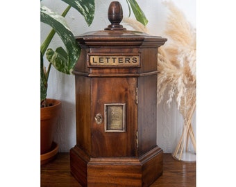 Mahogany Wood Post Box, Georgian Style Square Panelling, English Wooden ...