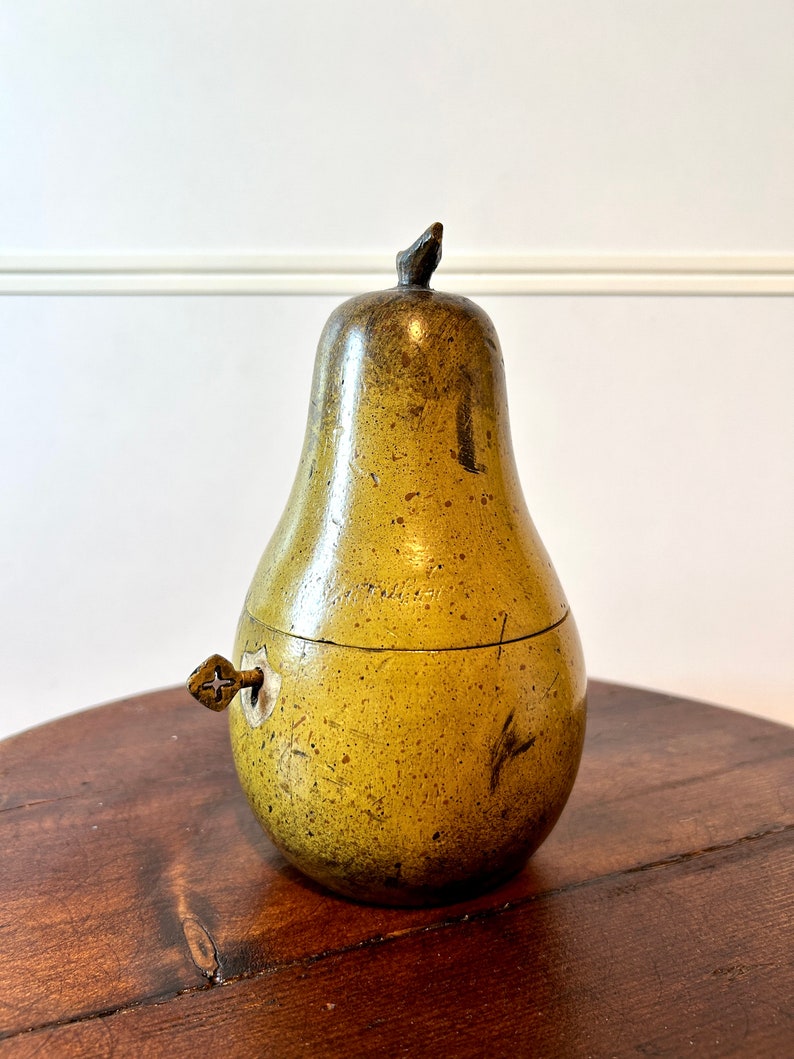 Vintage Wooden Tea Caddy Storage Box Painted Pear Shaped - Etsy
