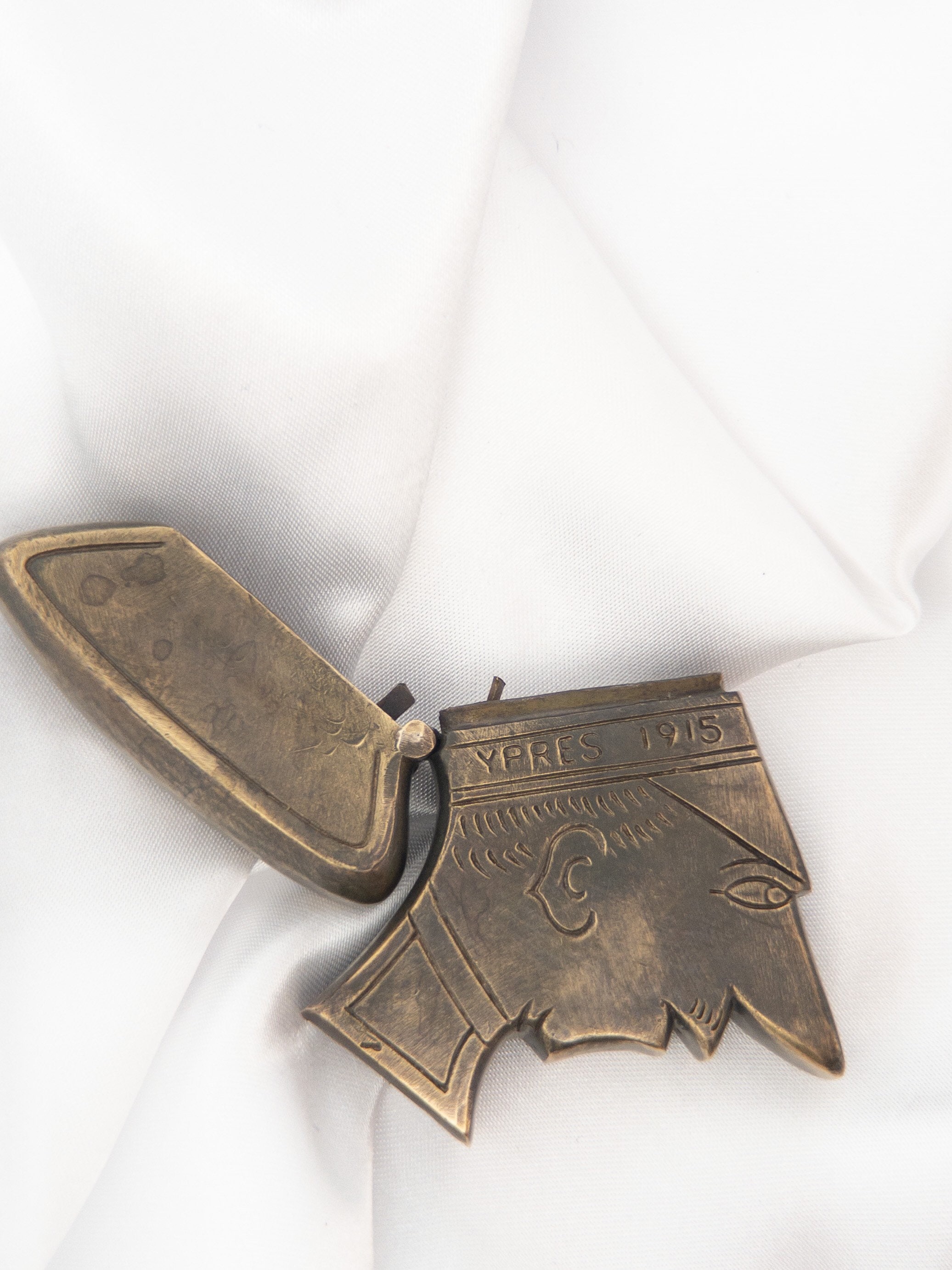 Brass WW1 Vesta, Ypres 1915, Soldier in Trenches, Match Safe, Novelty ...