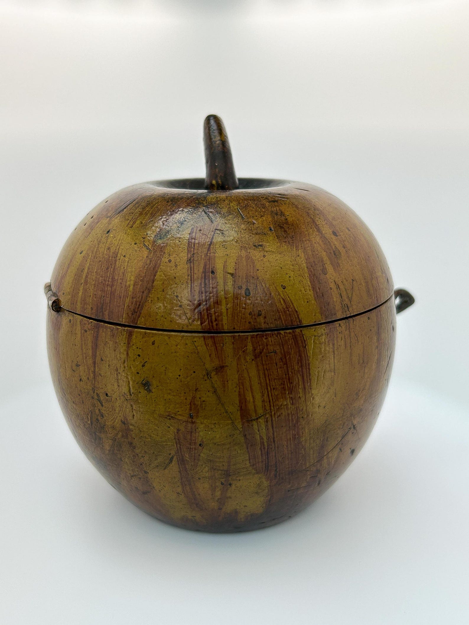 Wooden Painted Apple Shaped Tea Caddy, Fruit Wood Storage Green Box ...