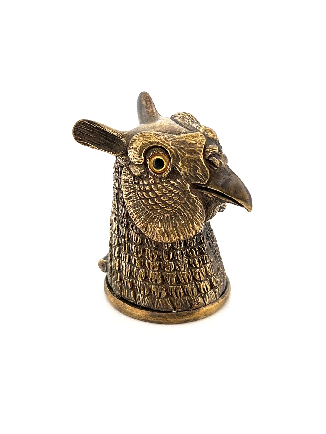 Vintage Brass Bird Vesta Case, Yellow Eyes, Match Striker - Etsy