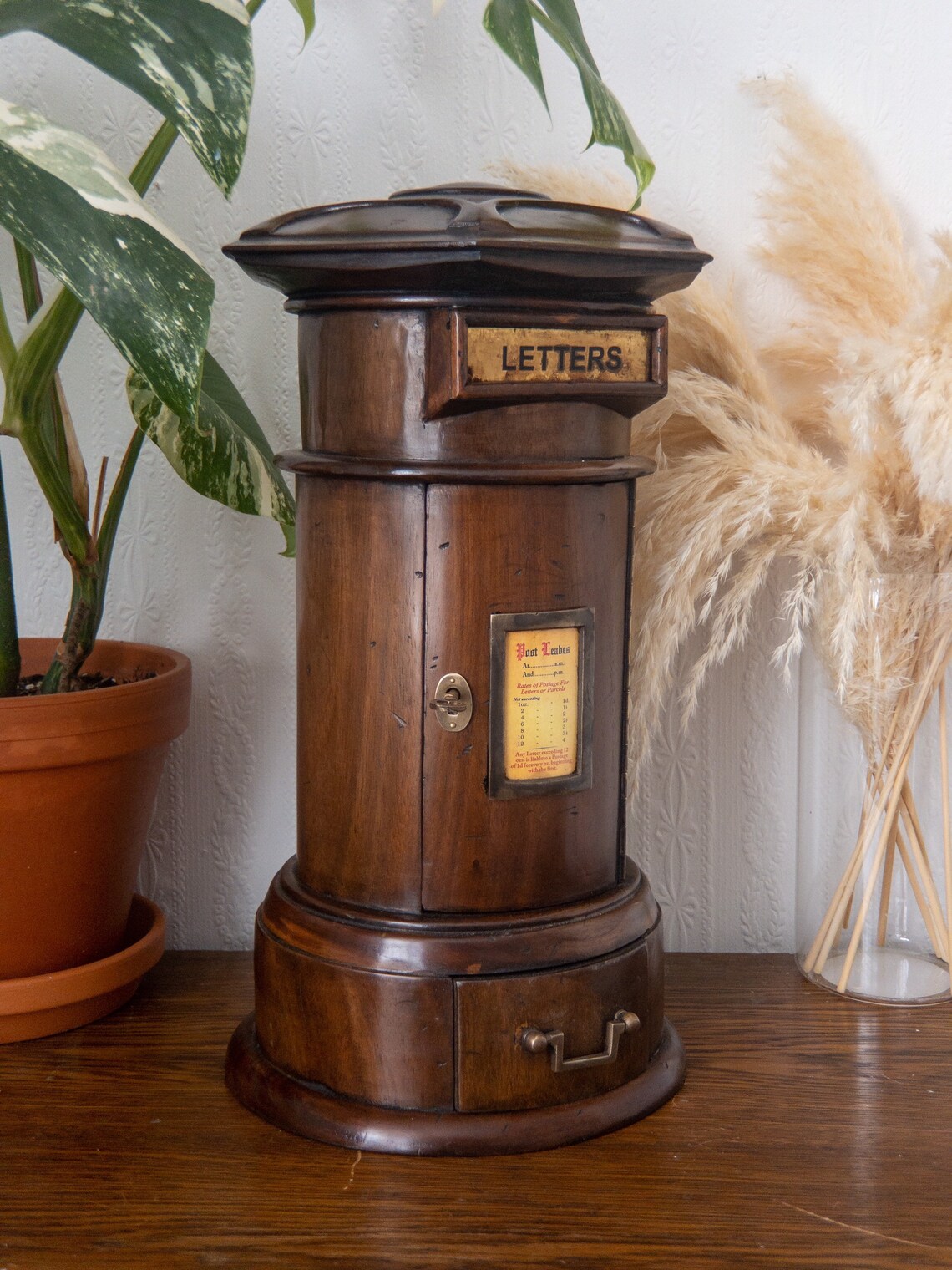 Miniature Mahogany Wood Post Box, English Victorian Style Wooden ...
