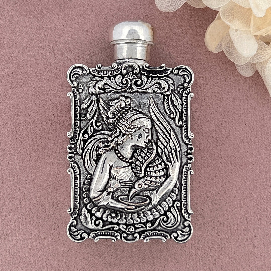 Leda and Swan Silver Perfume Bottle, Novelty Perfume Bottle, Silver ...
