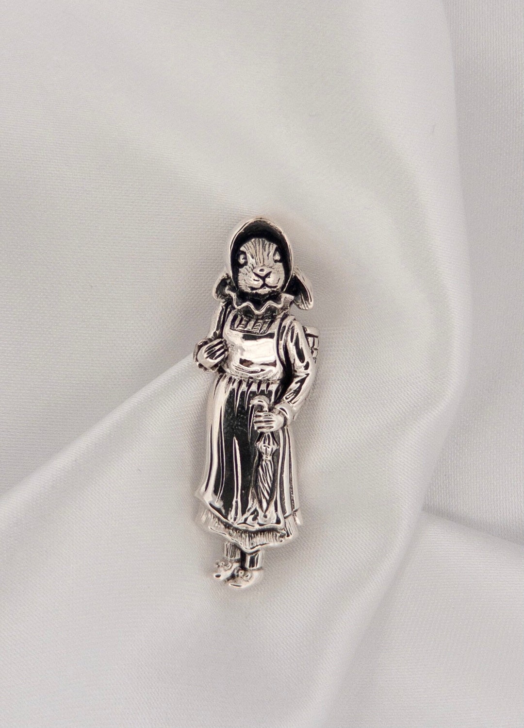 Beatrix Potter Mrs Rabbit Brooch, Sterling Silver Peter Rabbit Pin ...