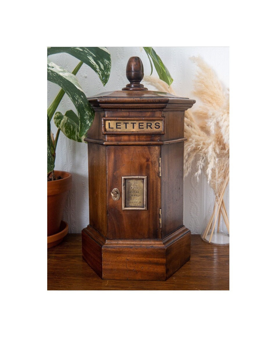 Miniature Mahogany Wood Post Box Royal British, English Victorian Style ...