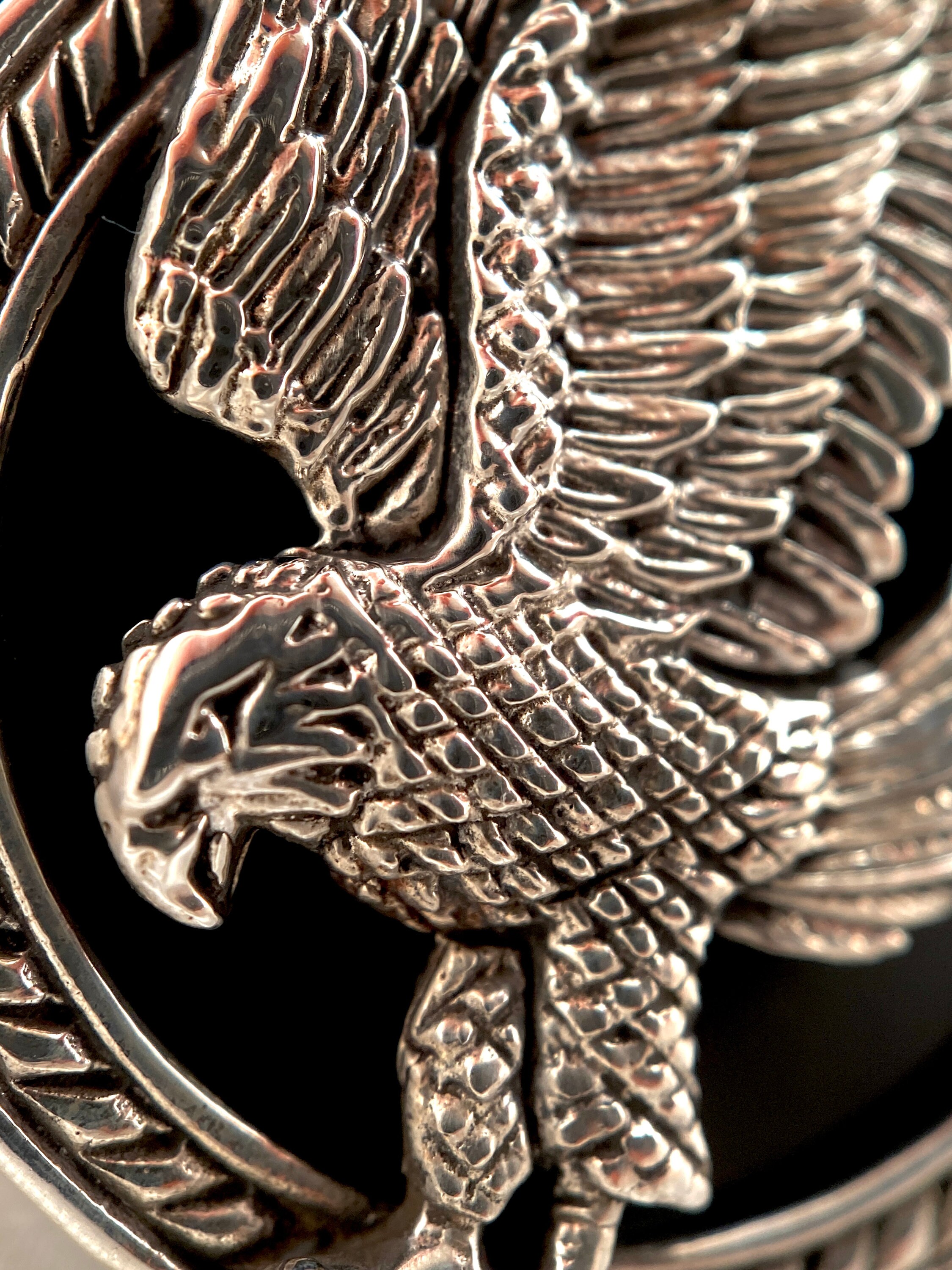 Sterling Silver Eagle Brooch, Onyx Bird Pin, Victorian Style - Etsy