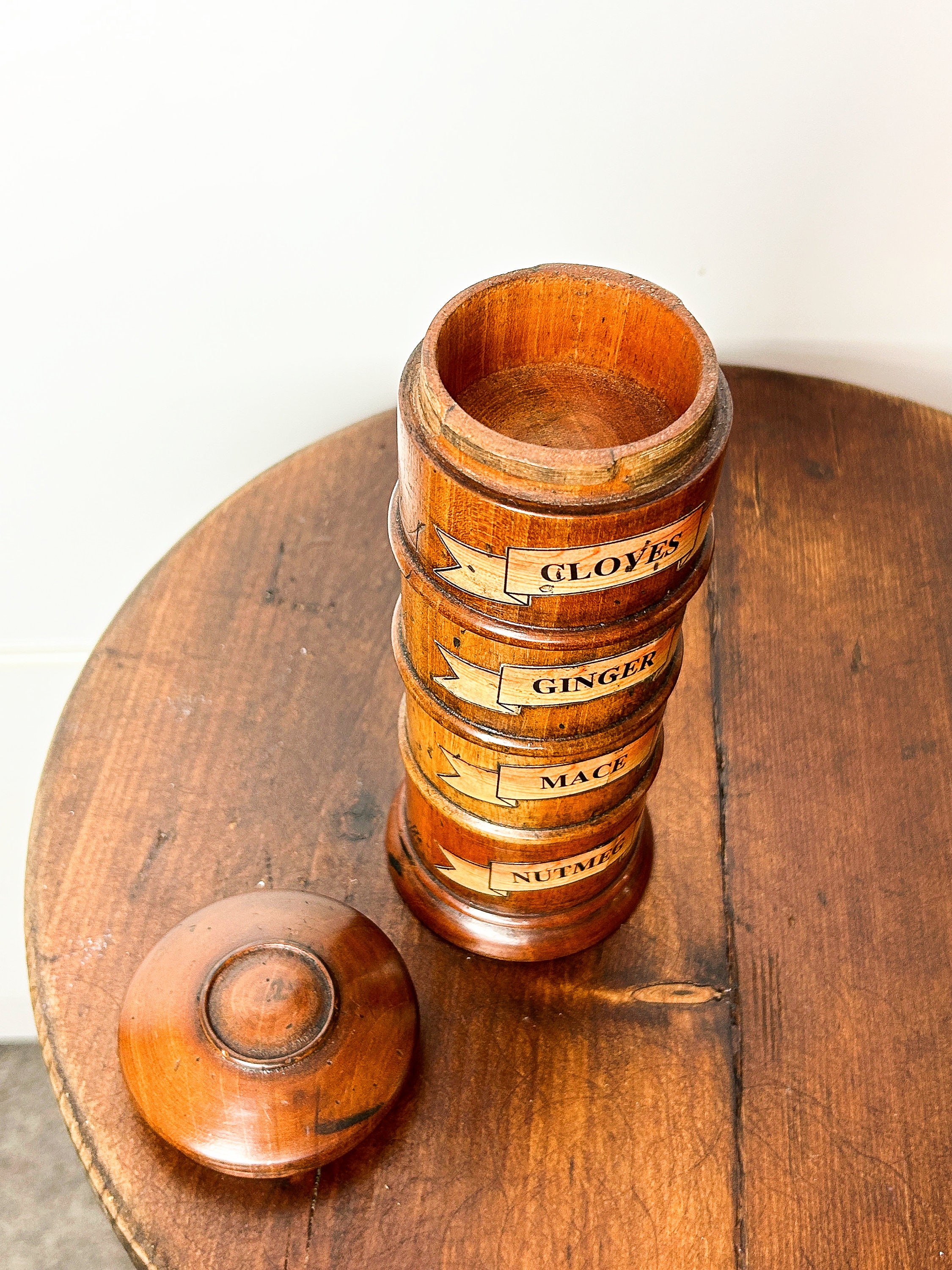 Vintage Wooden Spice Rack Tower, Storage Box, Kitchen Novelty Stacking ...