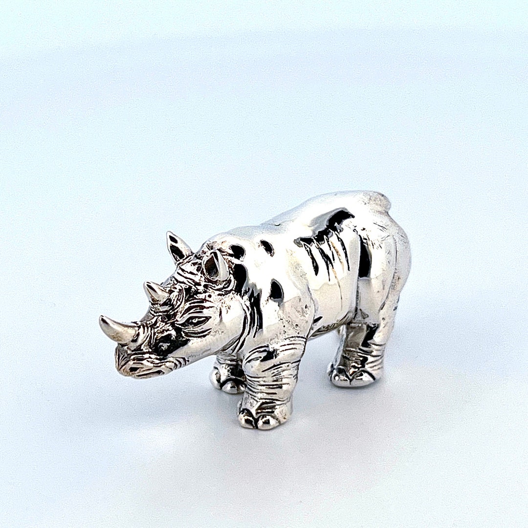 Fine Silver Rhino Novelty Figure, Collectible Safari - Etsy