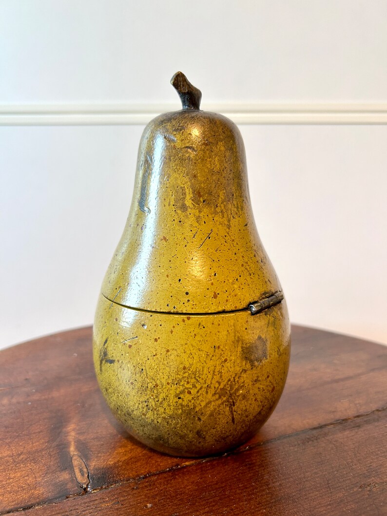 Vintage Wooden Tea Caddy Storage Box Painted Pear Shaped - Etsy
