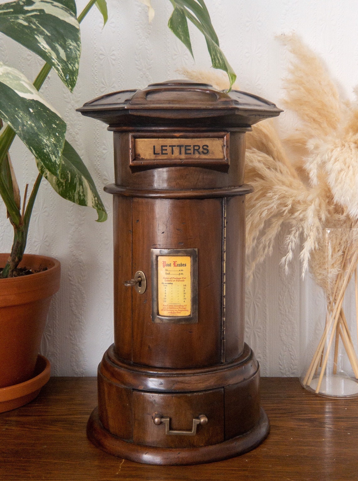 Miniature Mahogany Wood Post Box, English Victorian Style Wooden ...