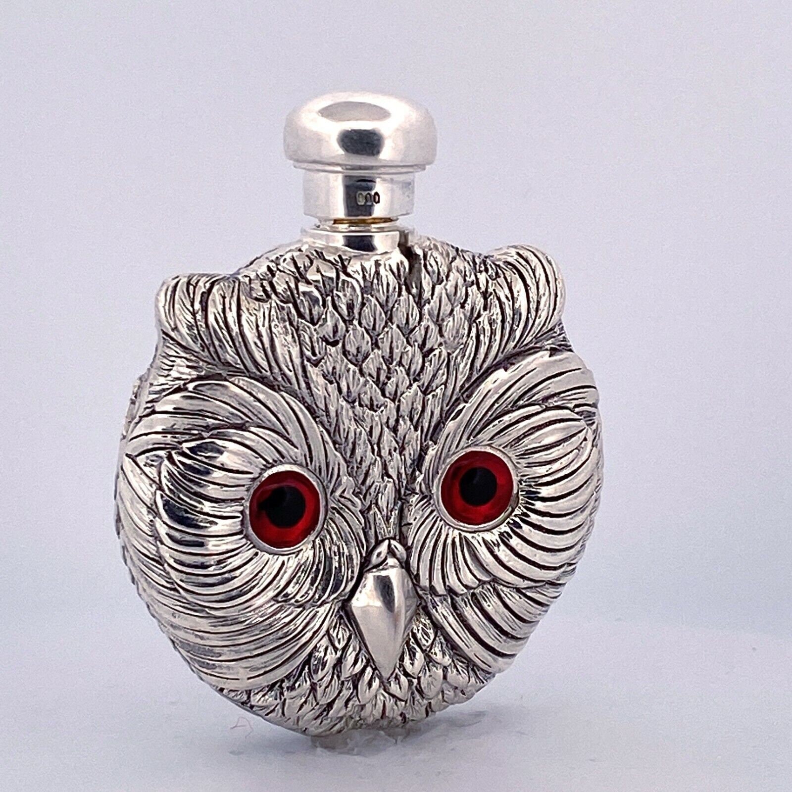 Silver Owl Perfume Bottle With Red Glass Eyes Novelty Bird - Etsy