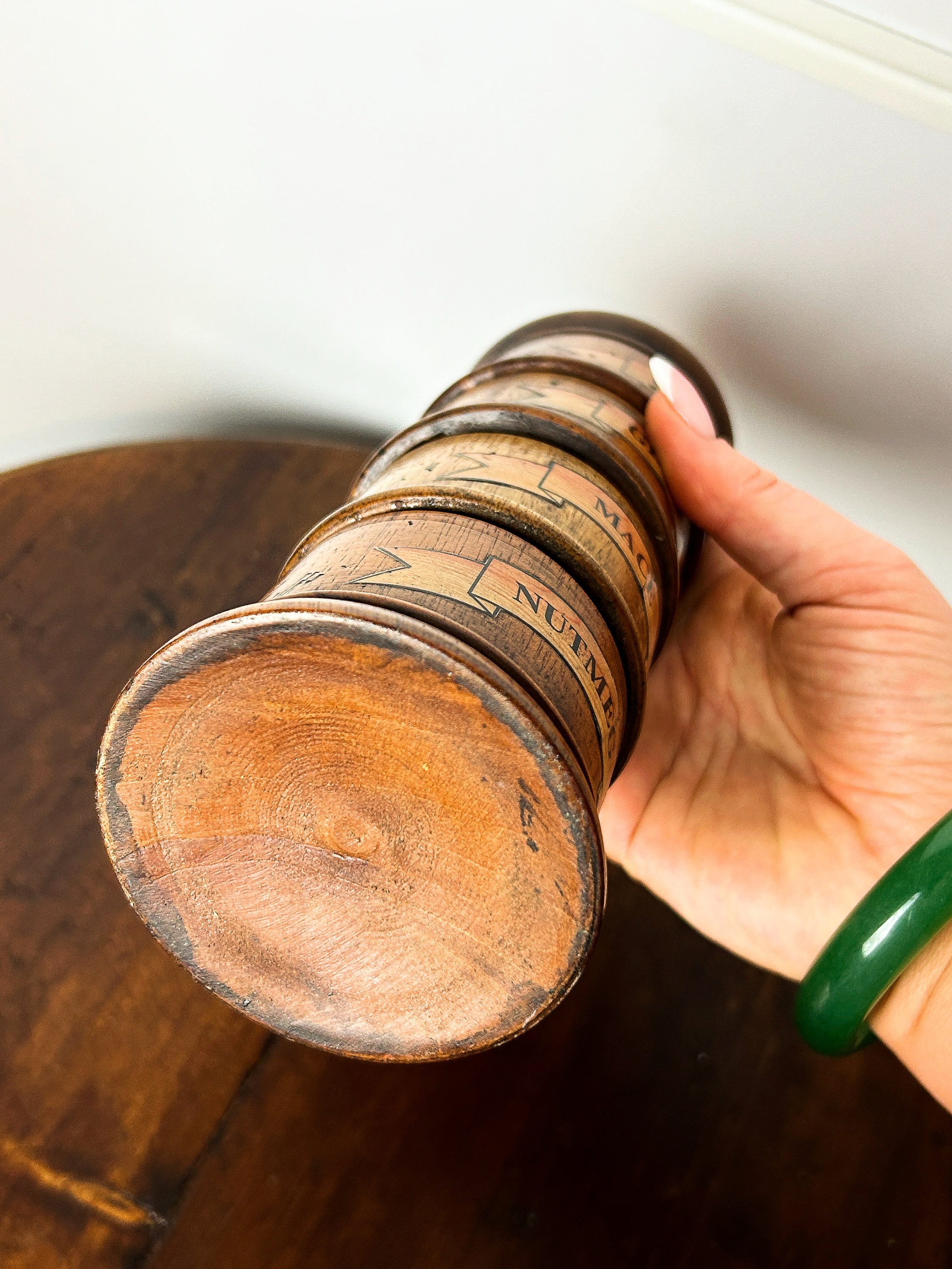 Vintage Wooden Spice Rack Tower, Storage Box, Kitchen Novelty Stacking ...