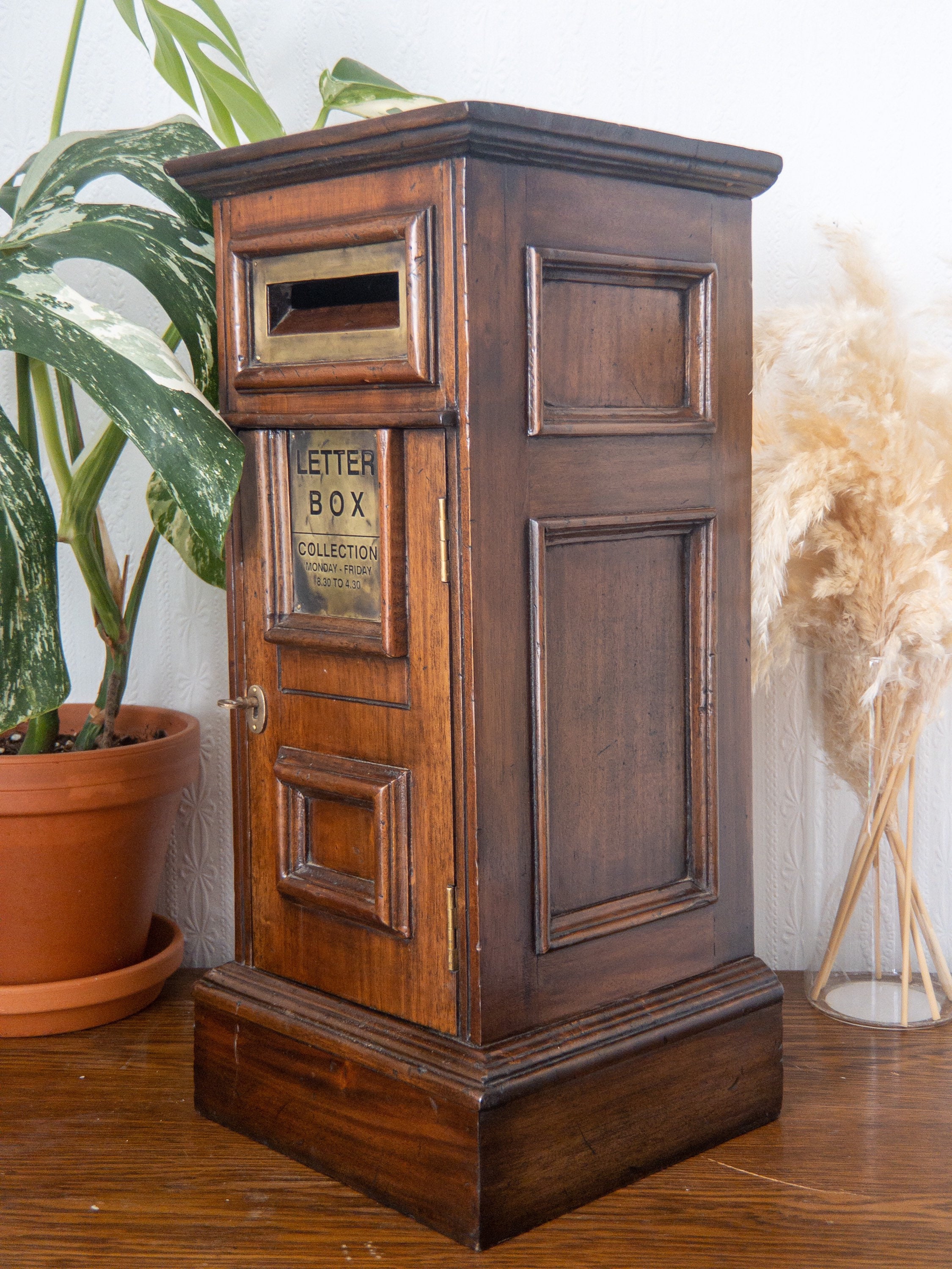 Mahogany Wood Post Box, Georgian Style Square Panelling, English Wooden ...