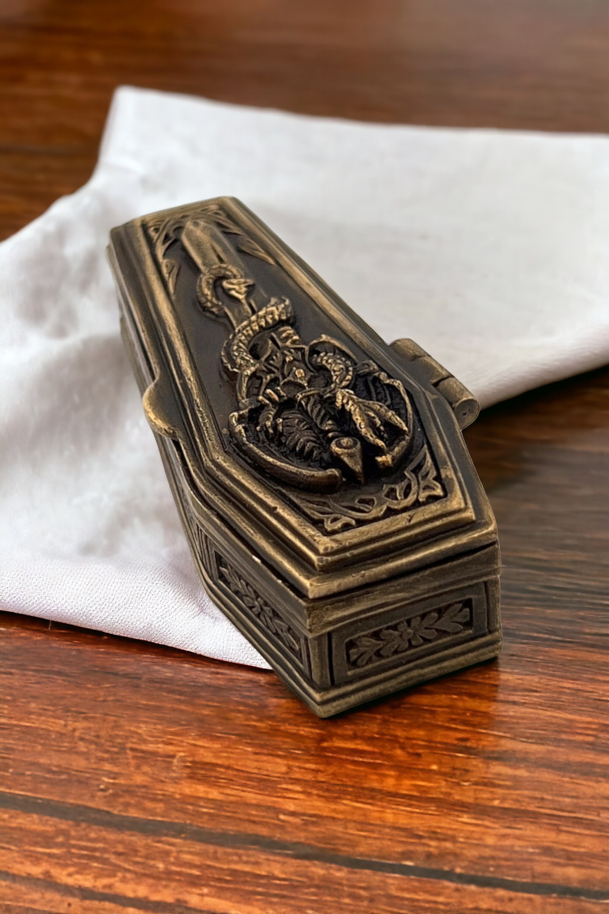 Coffin Novelty Vesta Case With Skeleton Figure, Match Safe, Vintage ...