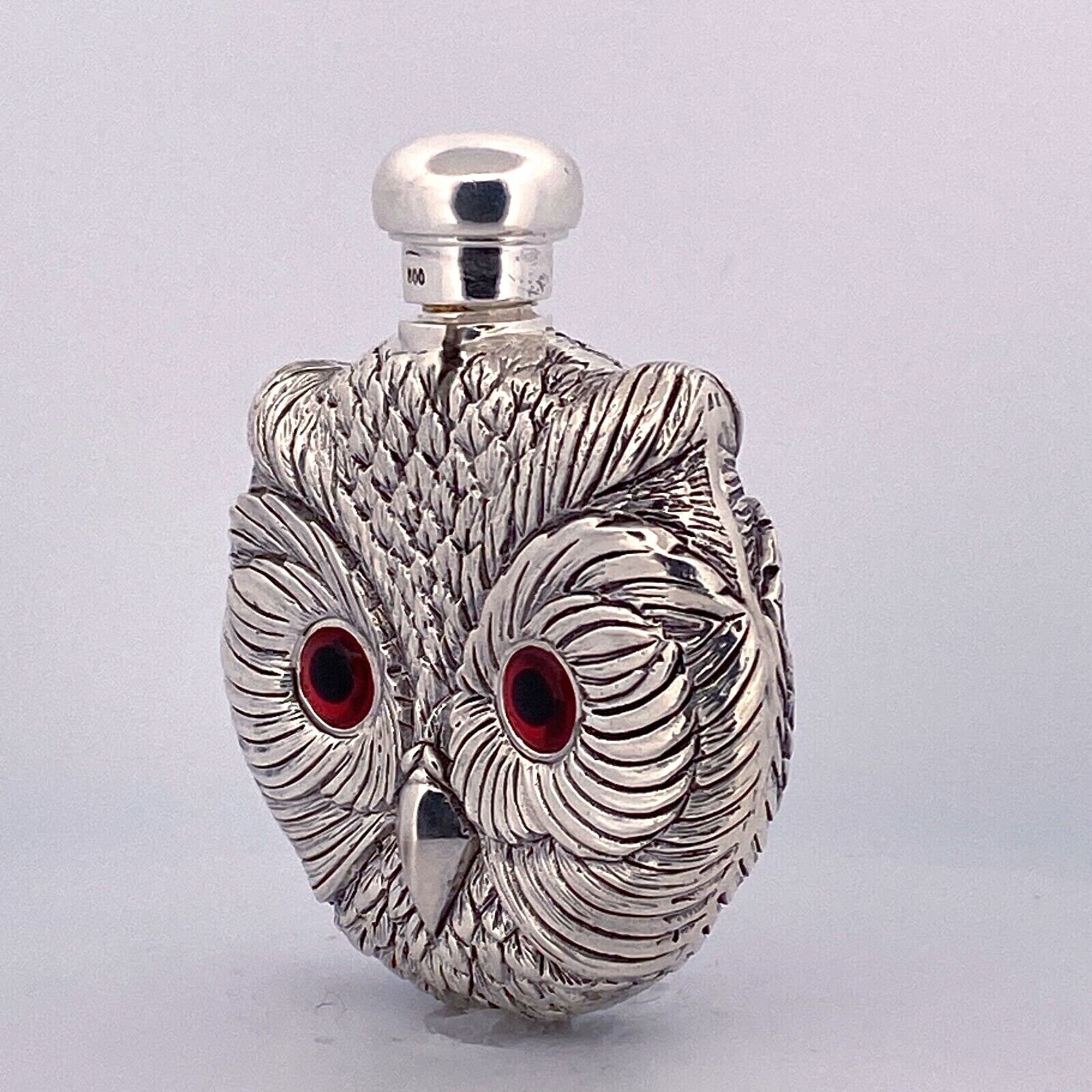 Silver Owl Perfume Bottle With Red Glass Eyes Novelty Bird - Etsy