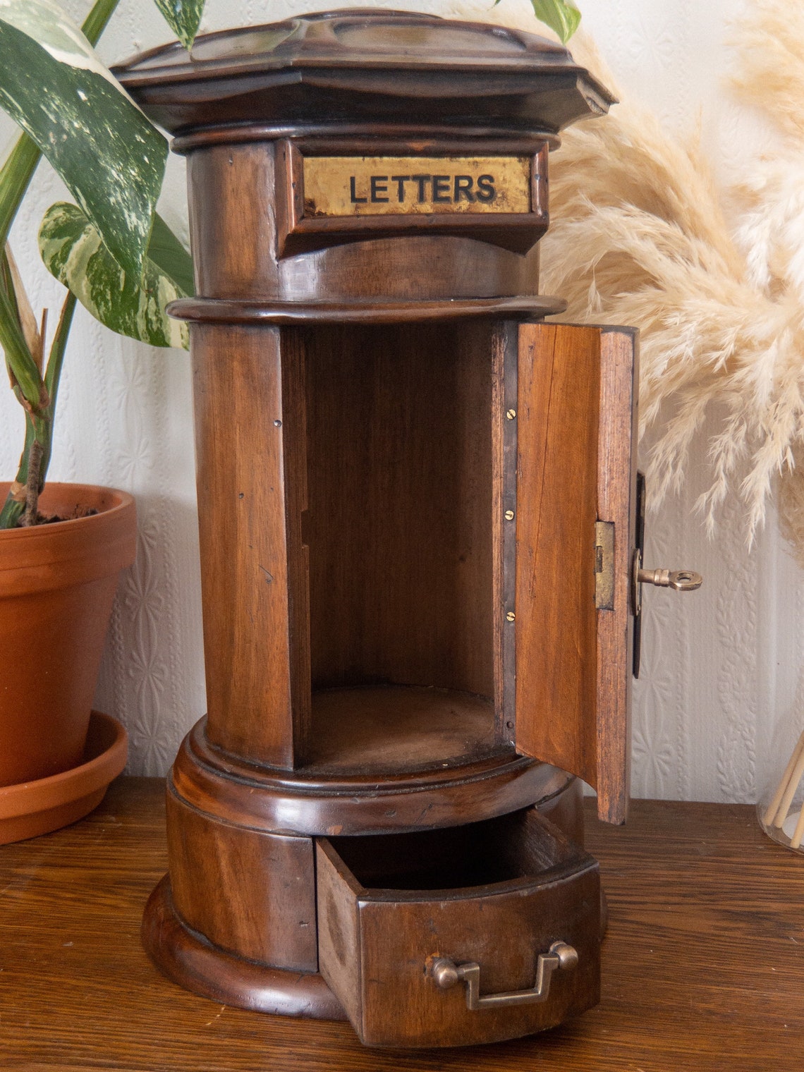 Miniature Mahogany Wood Post Box, English Victorian Style Wooden ...