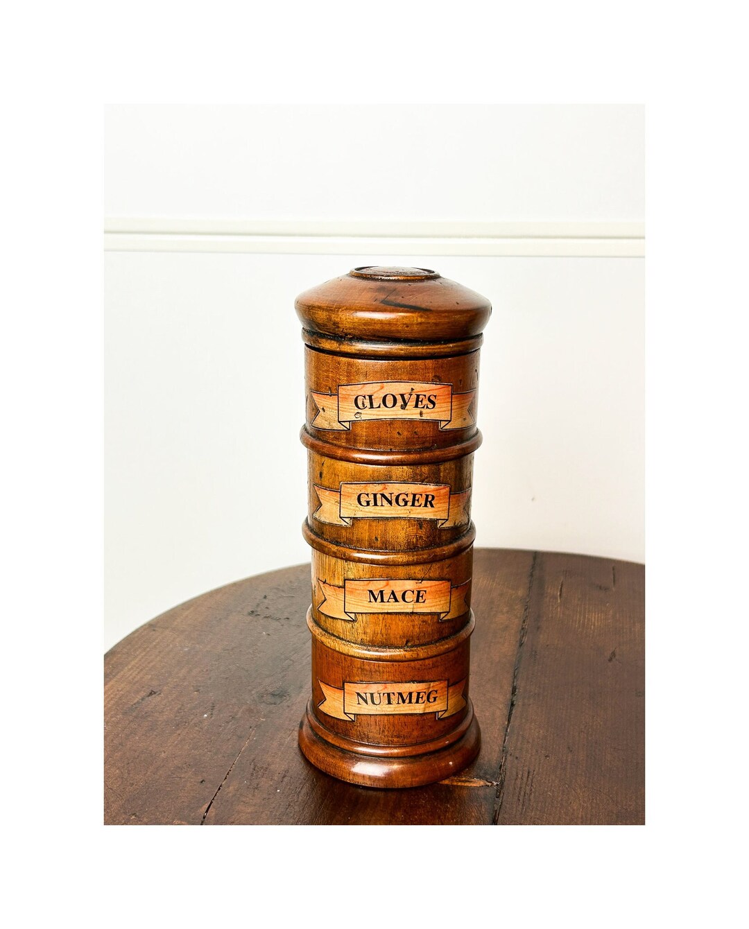 Vintage Wooden Spice Rack Tower, Storage Box, Kitchen Novelty Stacking ...