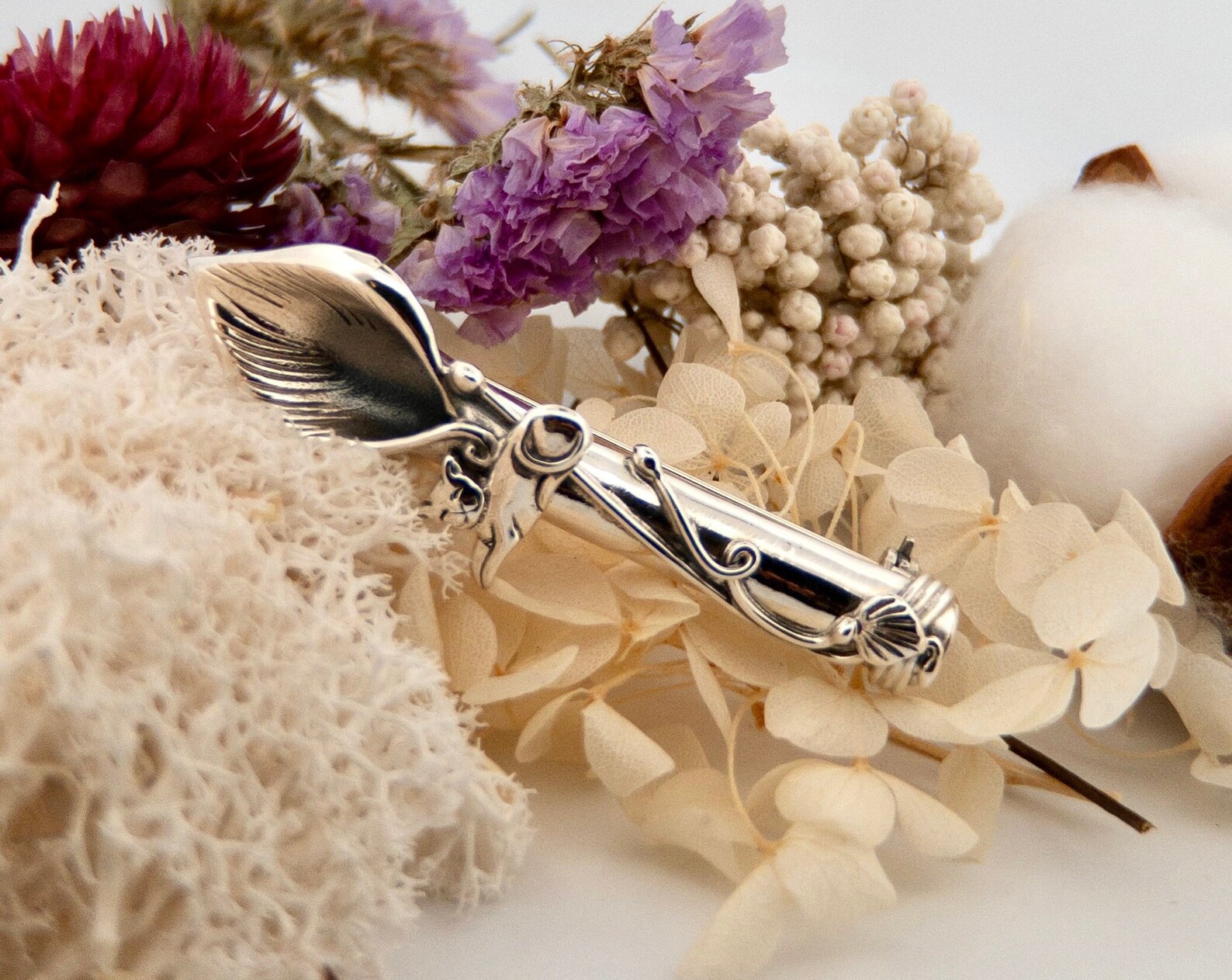 Silver Posy Brooch Cat and Flowers Pin Hallmarked - Etsy