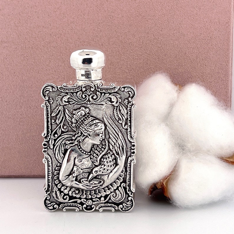 Leda and Swan Silver Perfume Bottle, Novelty Perfume Bottle, Silver ...