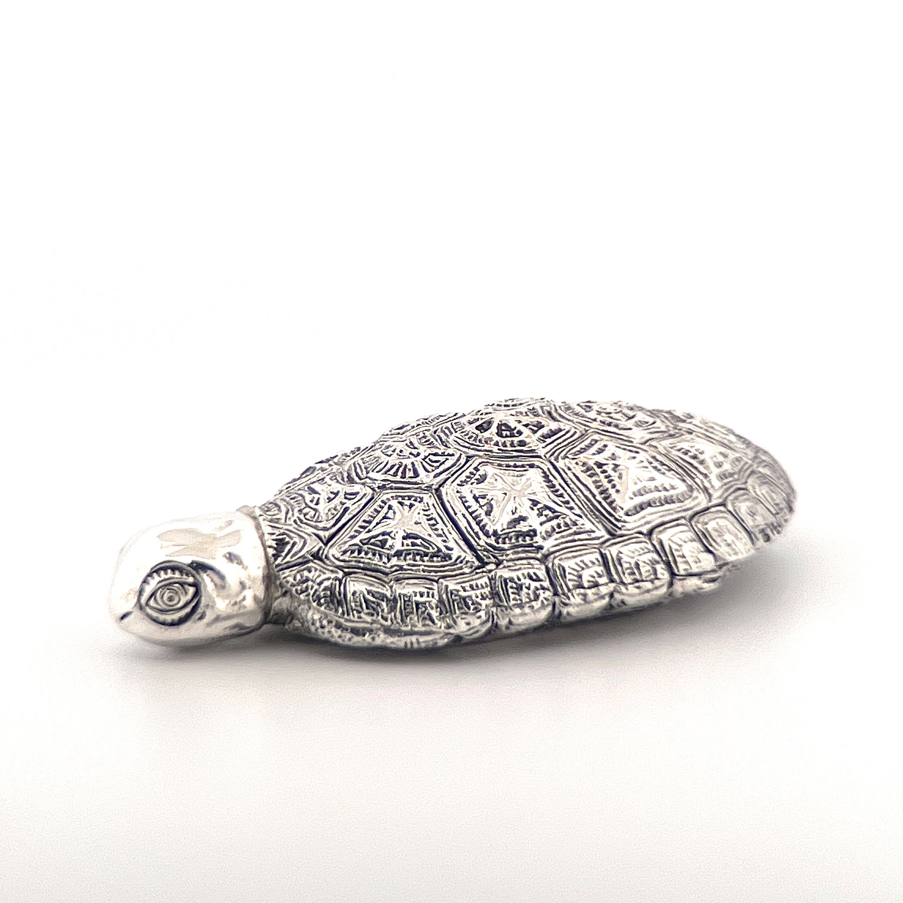 Rare Silver Turtle Perfume Bottle With Cute Shell, Ocean Marine Animals ...