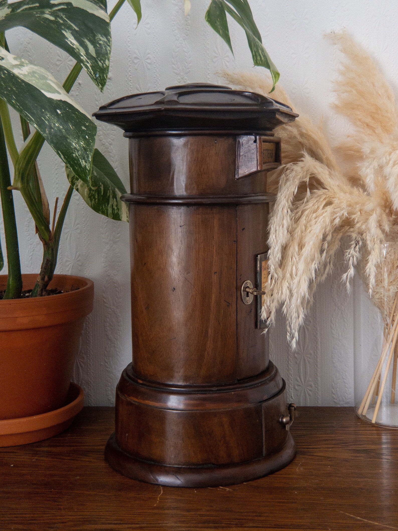 Miniature Mahogany Wood Post Box, English Victorian Style Wooden ...