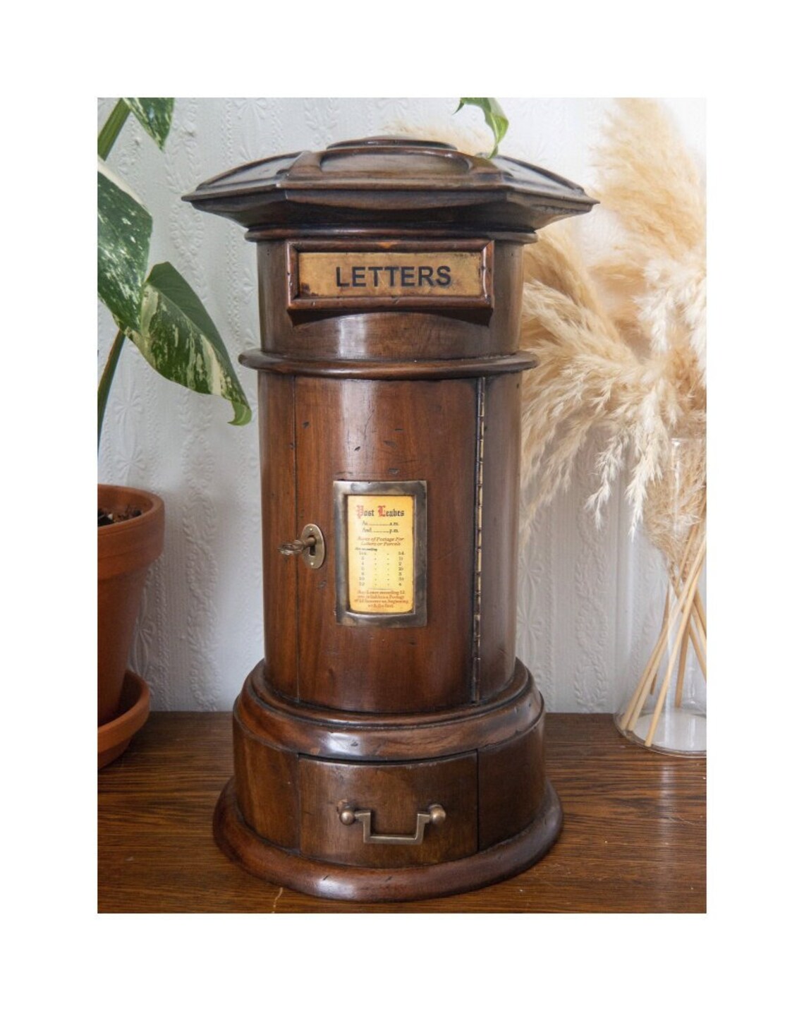 Miniature Mahogany Wood Post Box, English Victorian Style Wooden ...