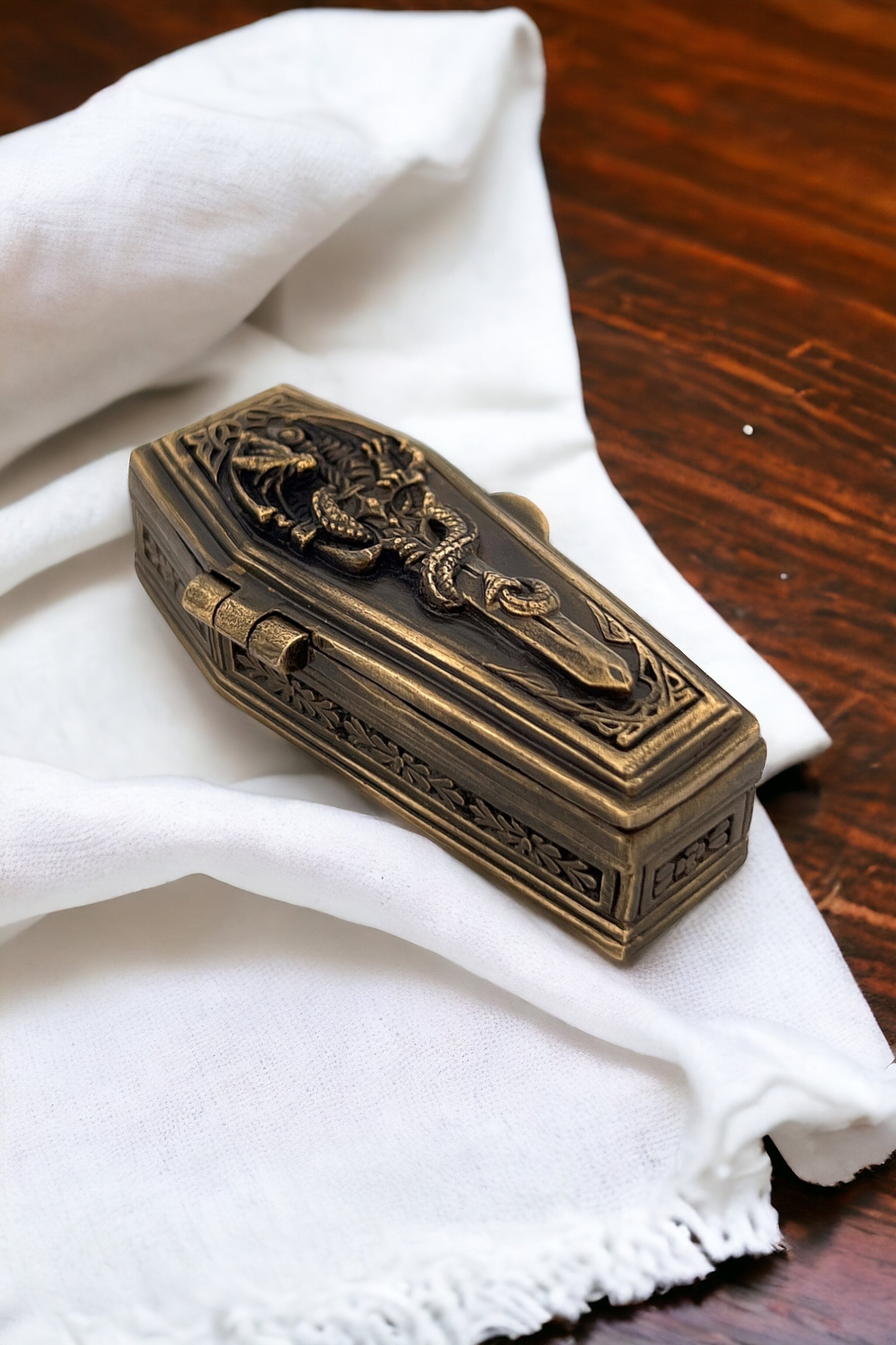 Coffin Novelty Vesta Case With Skeleton Figure, Match Safe, Vintage ...