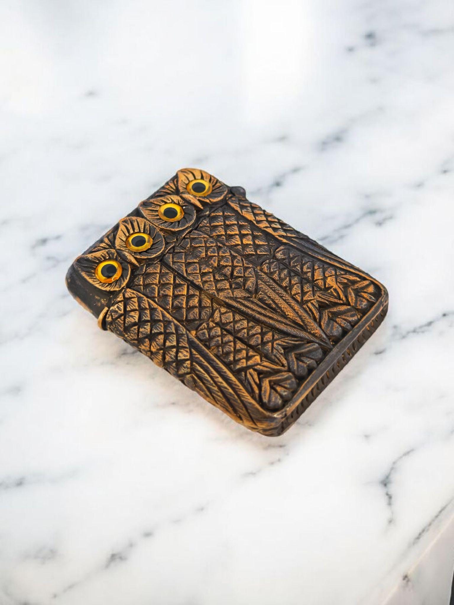 Brass Owl Vesta Case With Glass Eyes – Match Safe & Striker, Novelty ...
