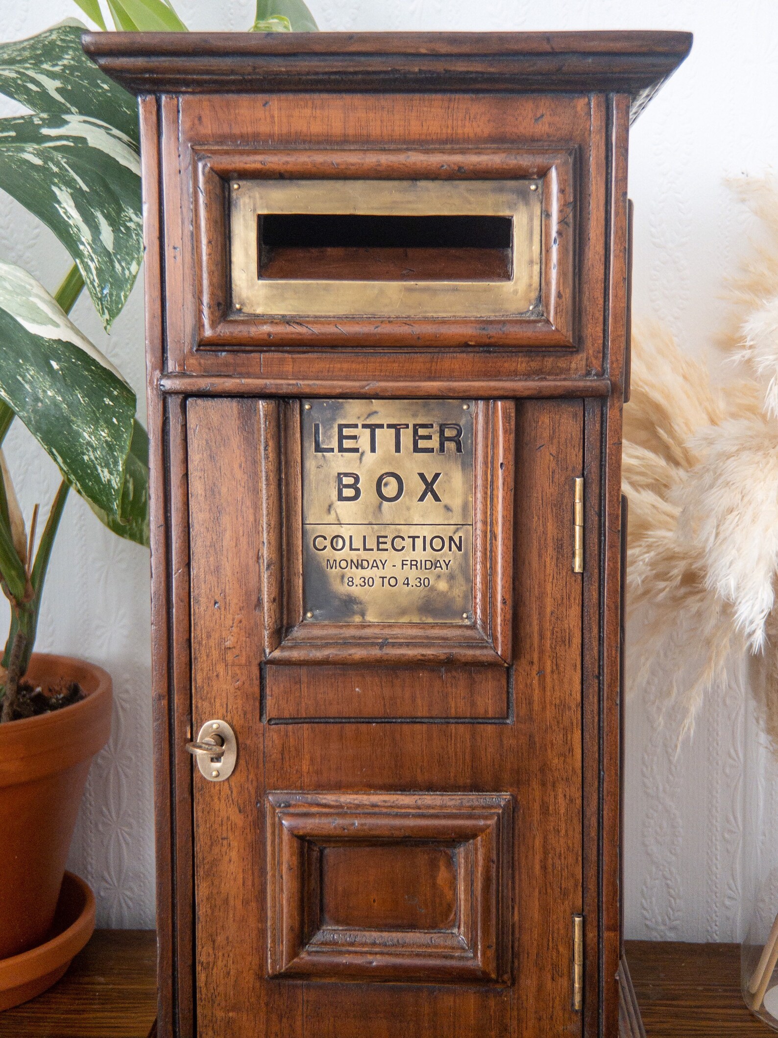 Mahogany Wood Post Box, Georgian Style Square Panelling, English Wooden ...