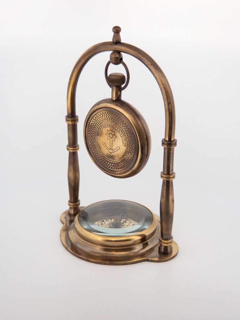 Victorian Nautical Style Desk Clock and Compass Shelf Mantle | Etsy