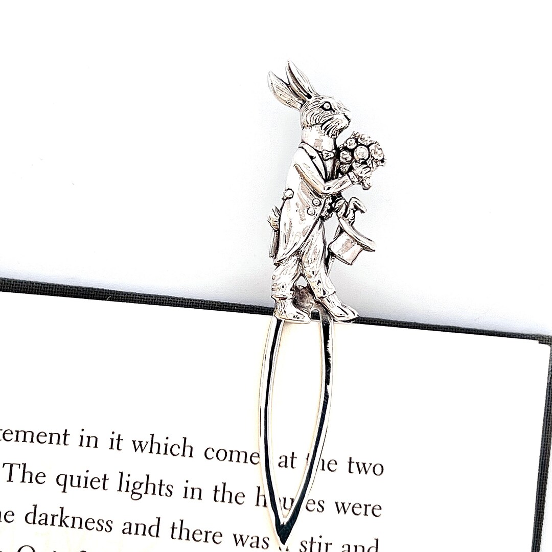 Sterling Silver Rabbit With a Bouquet of Flowers Bookmark - Etsy