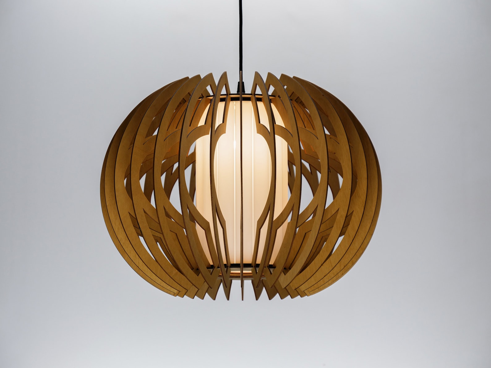 Natural APPLE GLASS, Wood Ceiling Light, Scandinavian Pendant ...