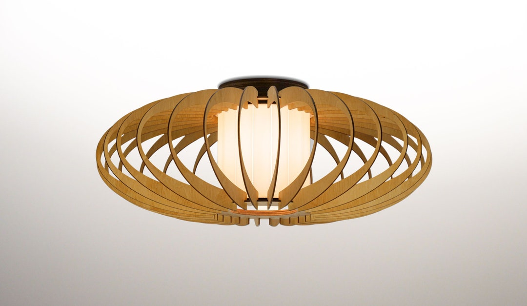 ELLIPSE GLASS Lush Mount, Wood Ceiling Light, Flushmount Ceiling Light ...