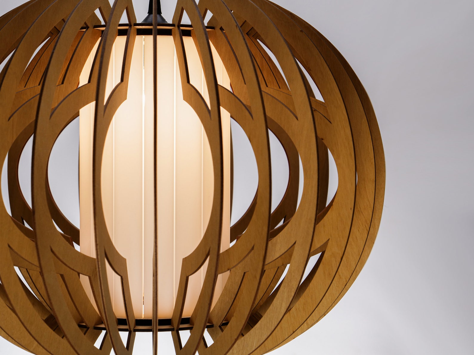 Natural APPLE GLASS, Wood Ceiling Light, Scandinavian Pendant ...