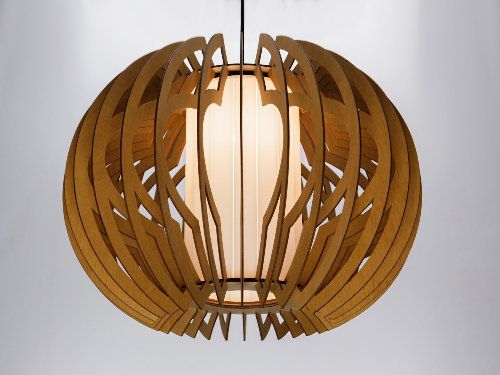 Natural APPLE GLASS, Wood Ceiling Light, Scandinavian Pendant ...