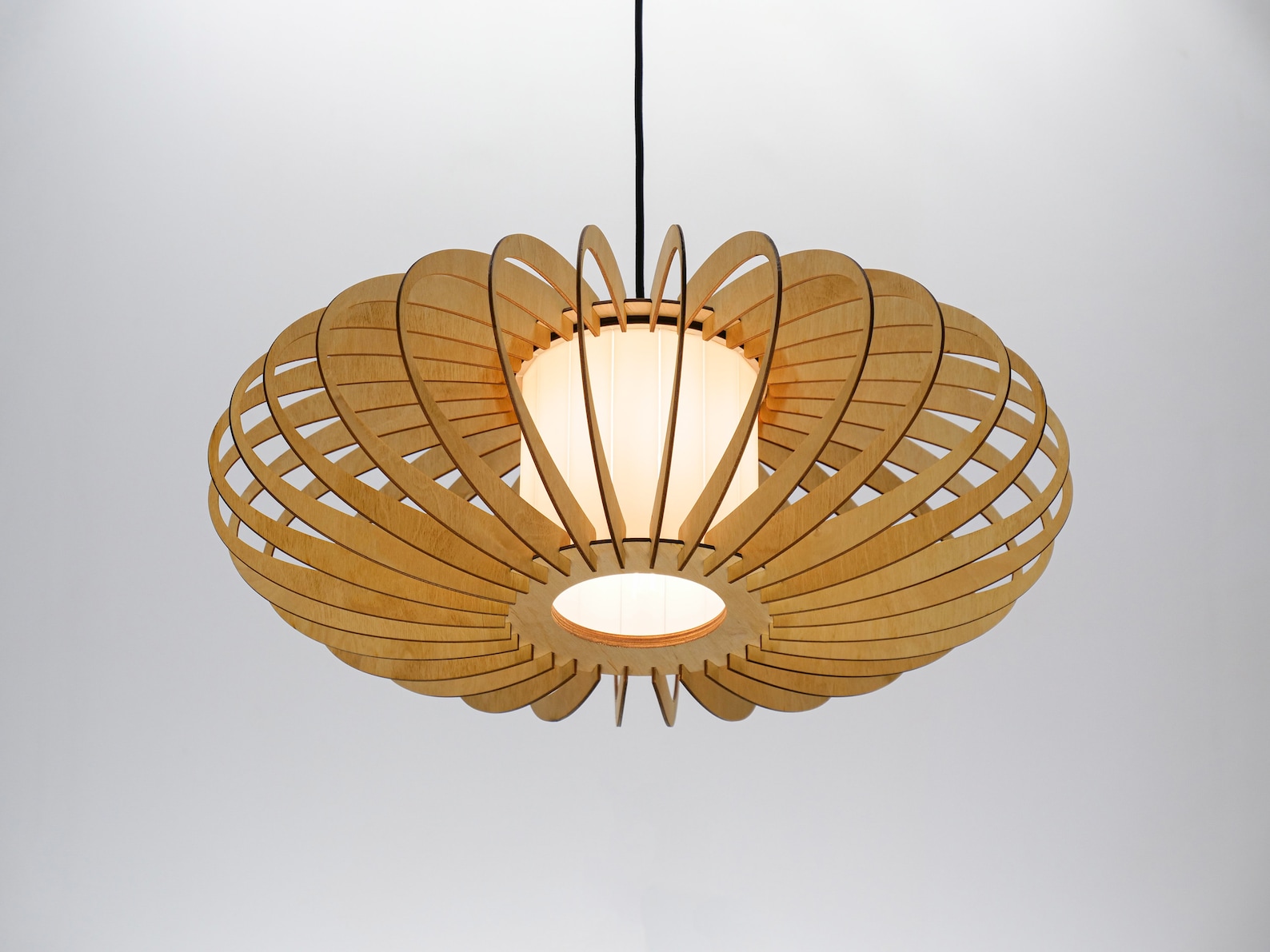 Natural ELLIPSE GLASS Lampshade Wood Ceiling Light | Etsy